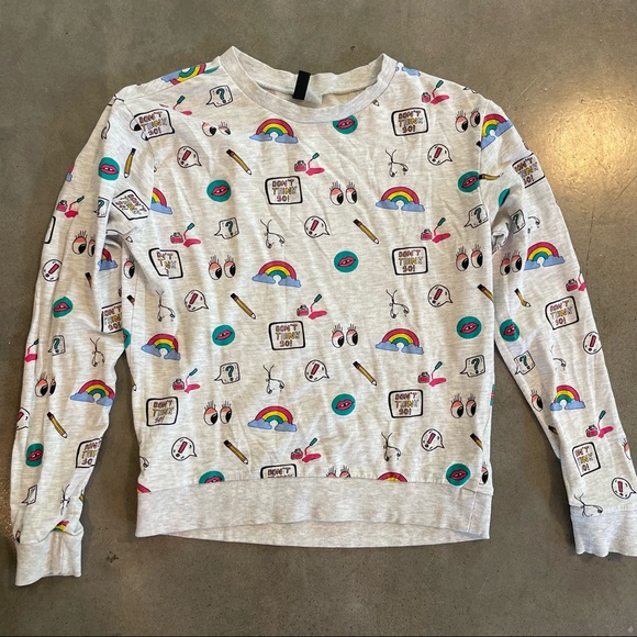 Divided | Tops | Hm Divided Rainbow Eyes Emoji Charm Gray Sweater ...